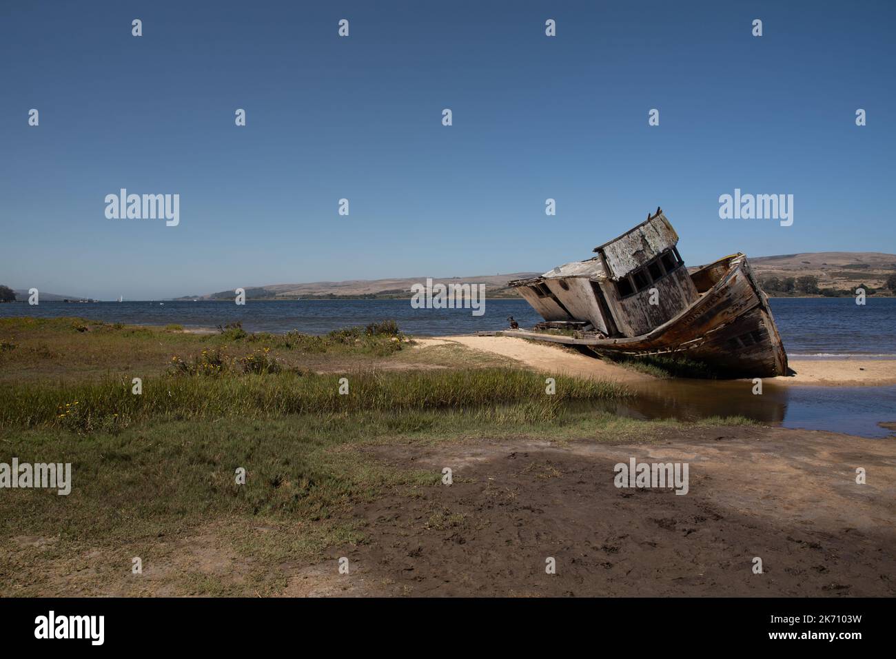 The beached wreck of the Point Reyes in Inverness, California Stock ...