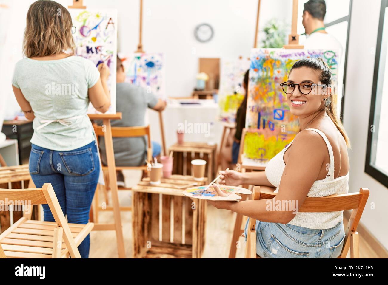 Group of draw students drawing at art studio Stock Photo - Alamy