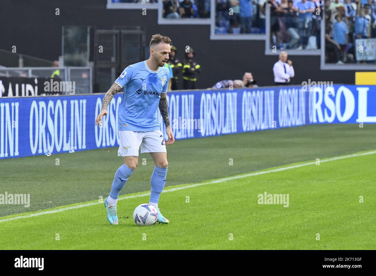 Manuel Lazzari of S.S. LAZIO during the 10th day of the Serie A Championship between S.S. Lazio ...