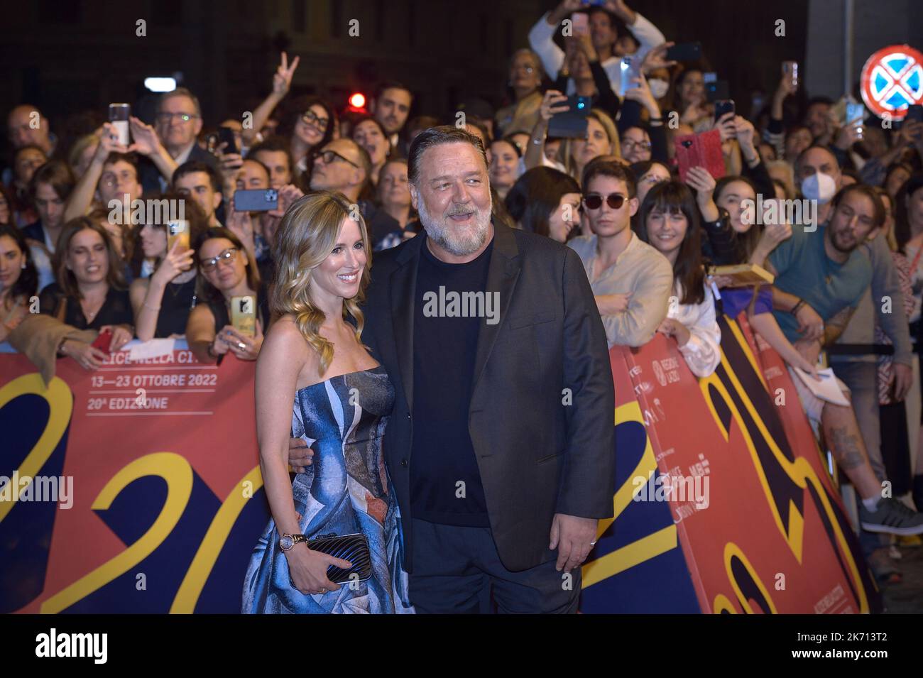 Rome, Italy. 16th Oct, 2022. ROME, ITALY - OCTOBER 16: Britney Theriot and Russell Crowe attend ...