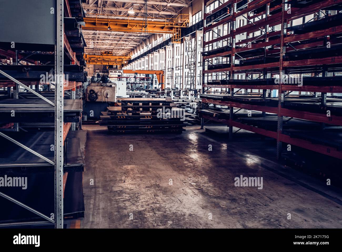 Assembly room at big industrial plant manufacturing tractors and ...