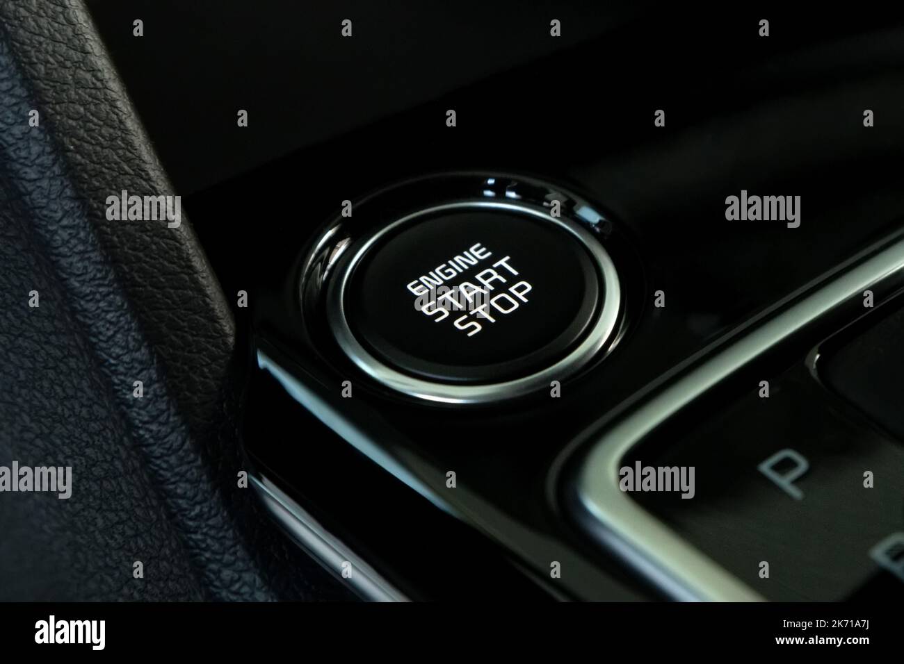 Close up engine start stop button in car Stock Photo - Alamy