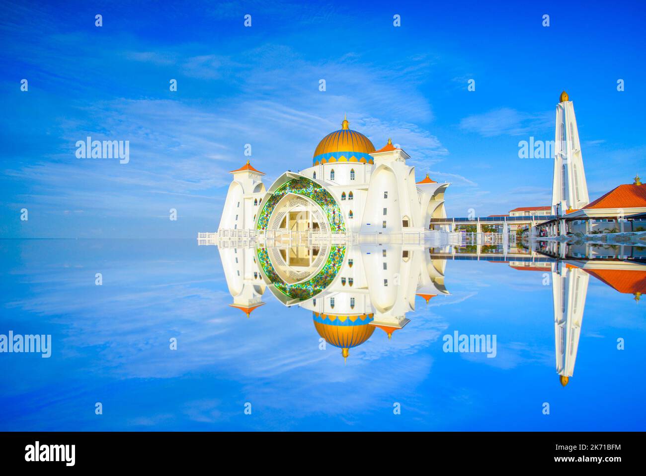 Morning view at Malacca Straits Mosque ( Masjid Selat Melaka Stock ...