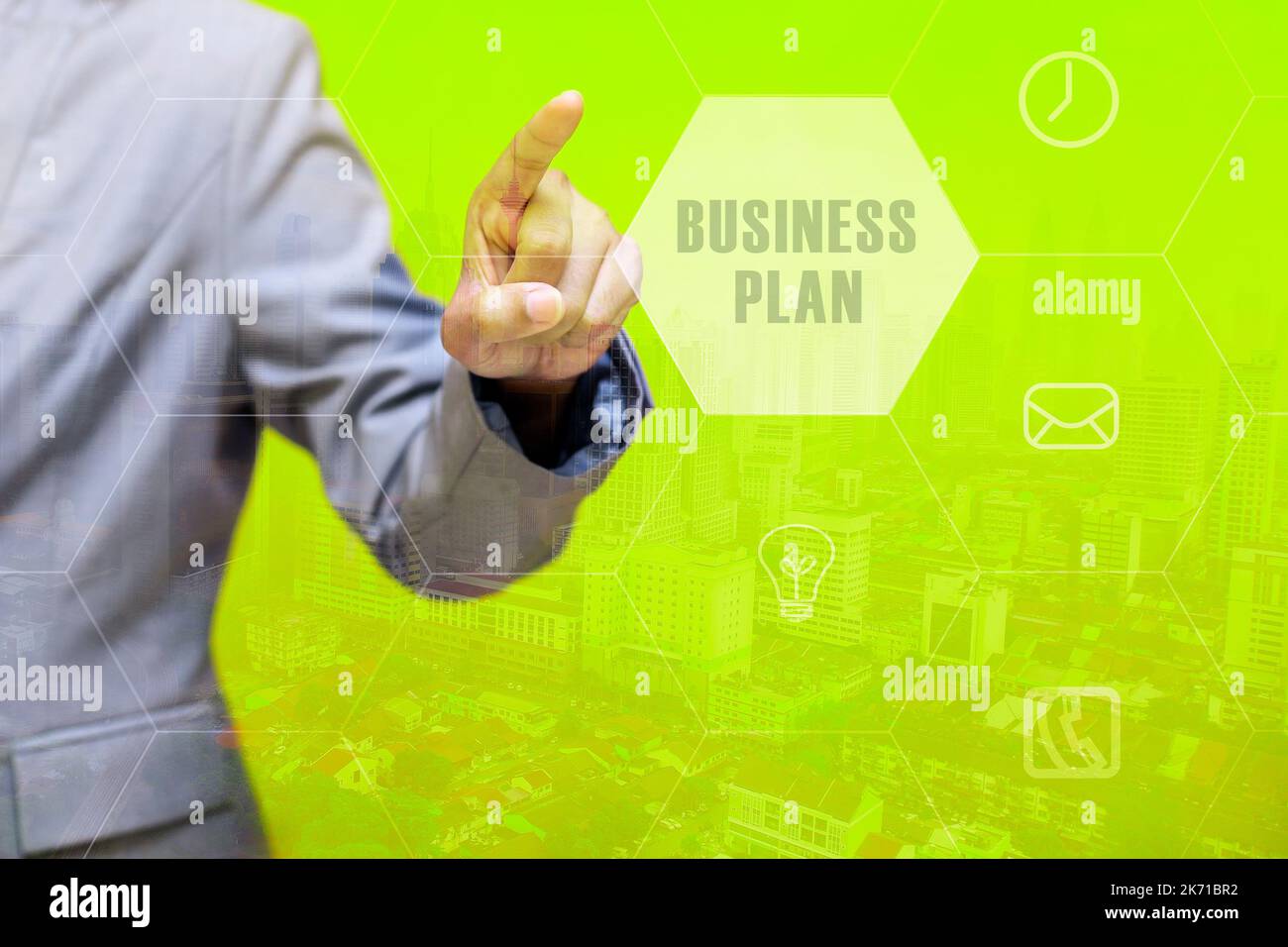BUSINESS PLAN word on touchscreen with futuristic concept Stock Photo ...