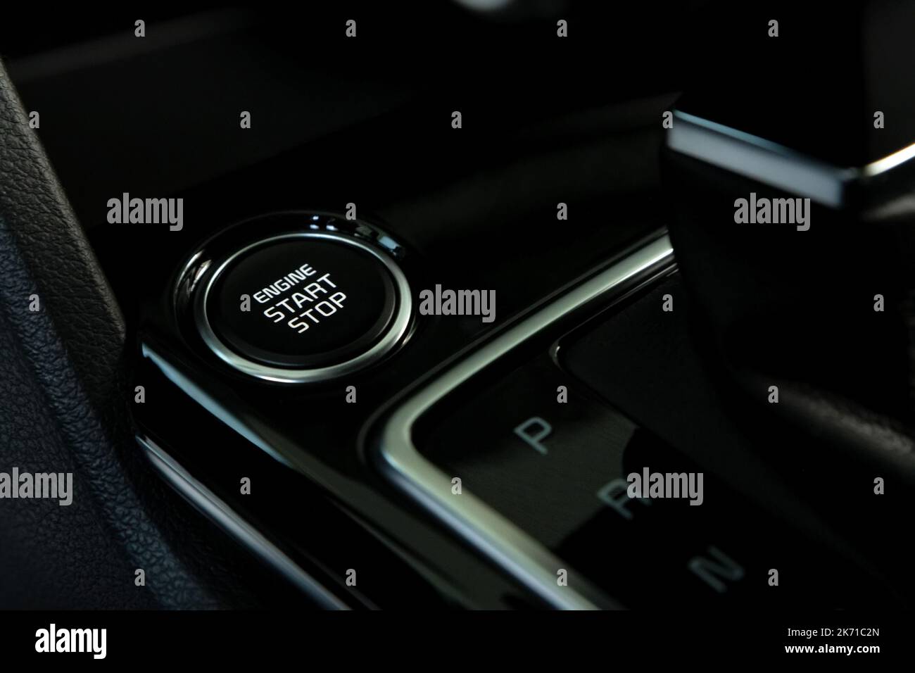 Close up engine start stop button in car Stock Photo - Alamy