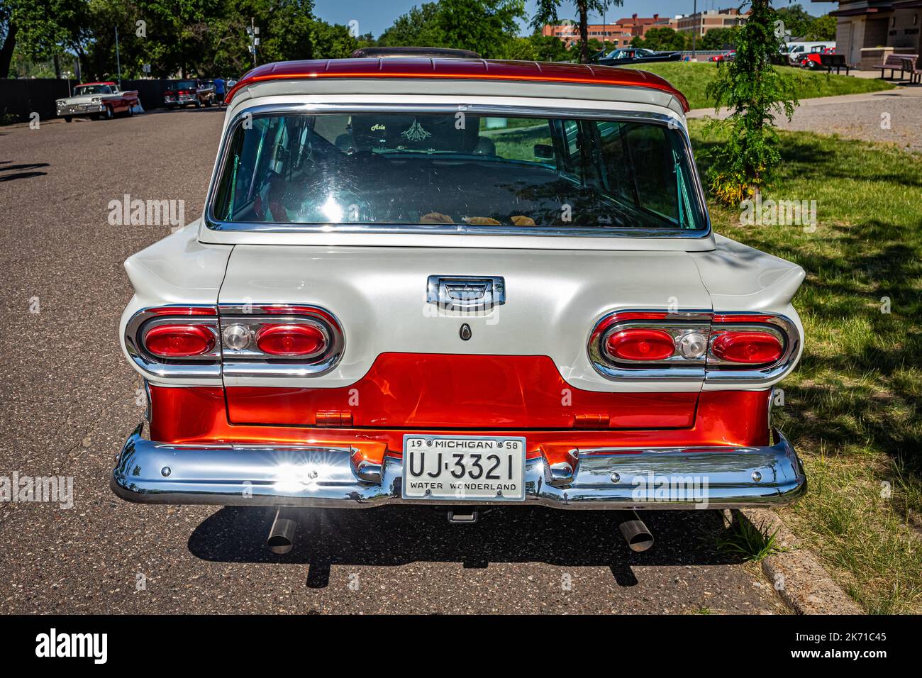 Falcon Heights, MN - June 19, 2022: High perspective rear view of a ...