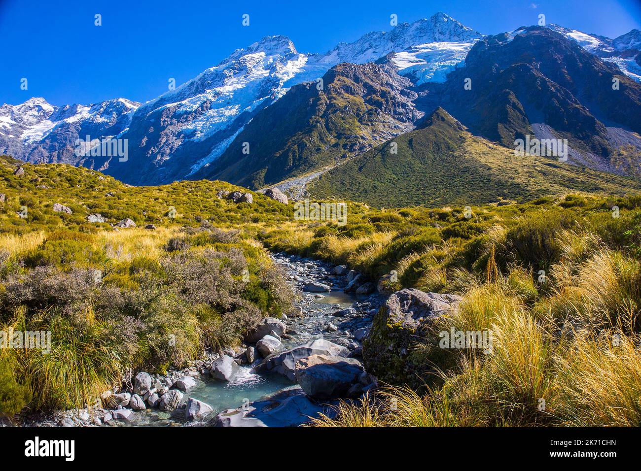 Mount Tasman Valleys , Aoraki Mt Cook national park Southern Alps ...