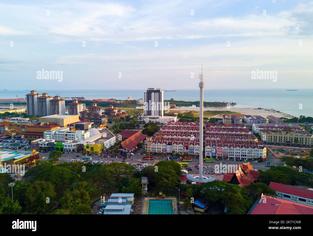 MALACCA, MALAYSIA - FEB 2, 2017: Arial View of Menara Taming Sari Tower ...