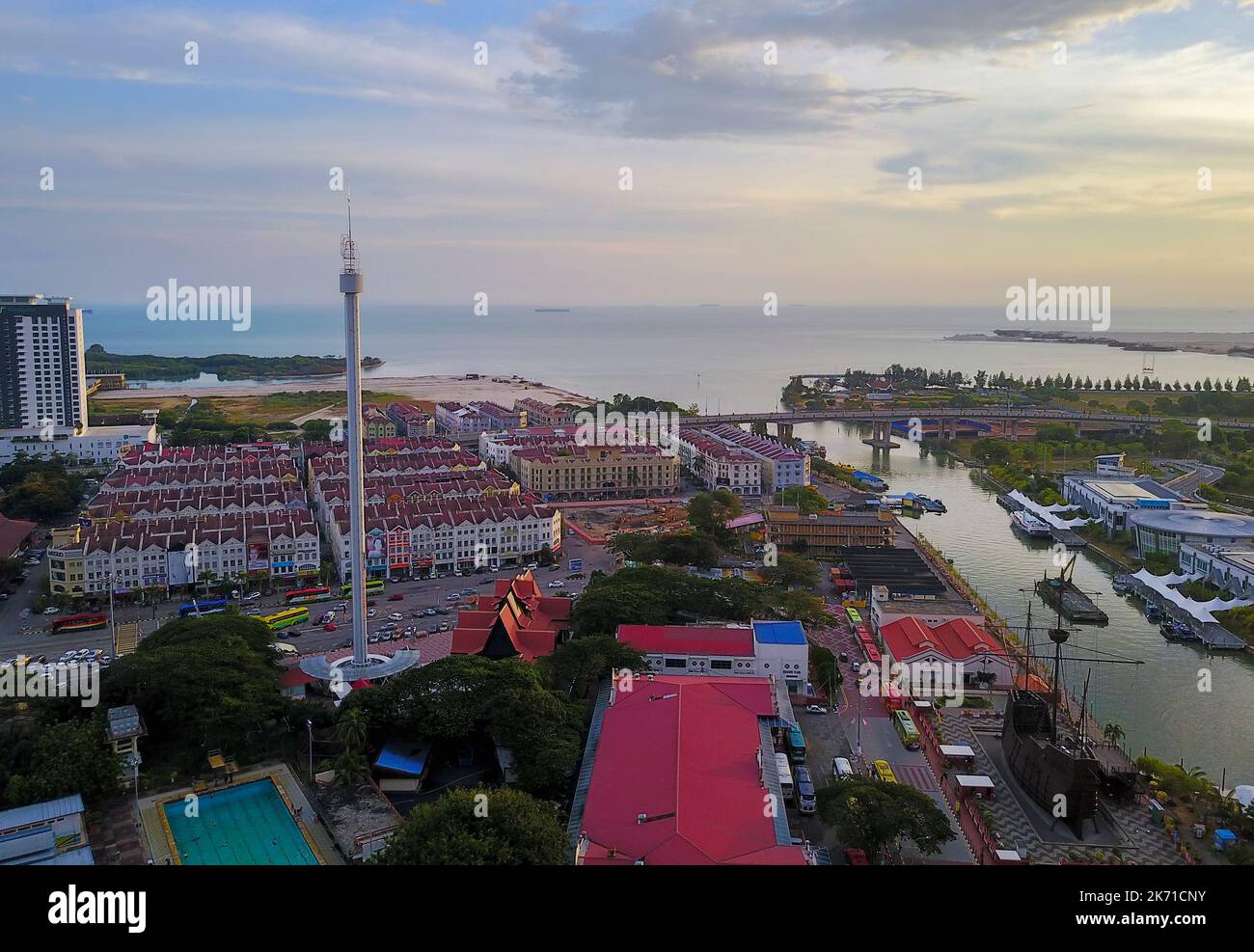 MALACCA, MALAYSIA - FEB 2, 2017: Arial View of Menara Taming Sari Tower ...