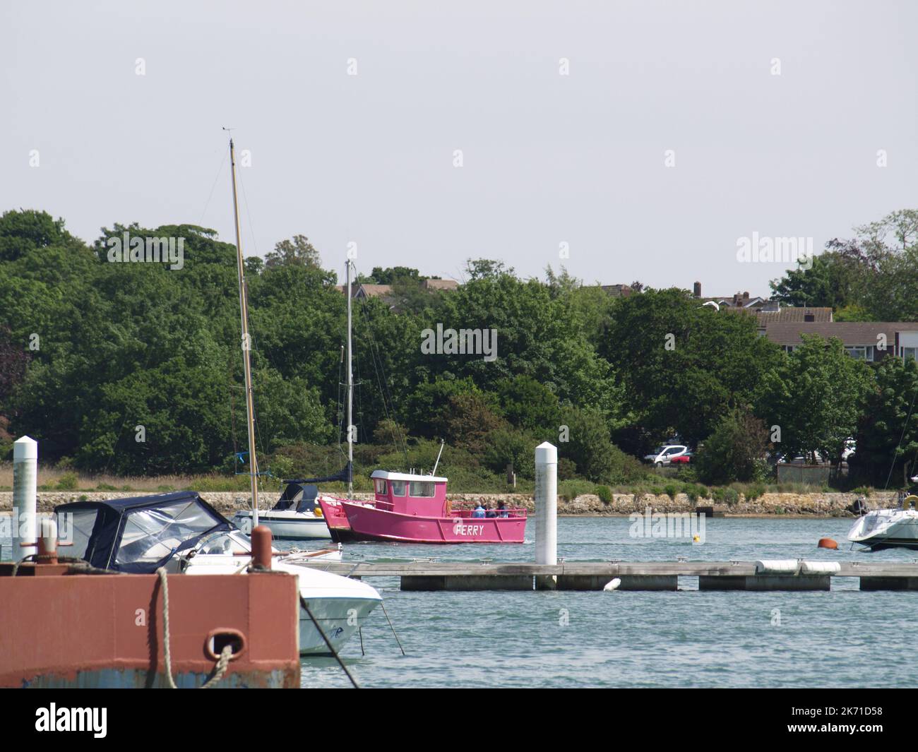 Boats moored on the Hamble River, Hamble-Le-rice, Hampshire, England ...