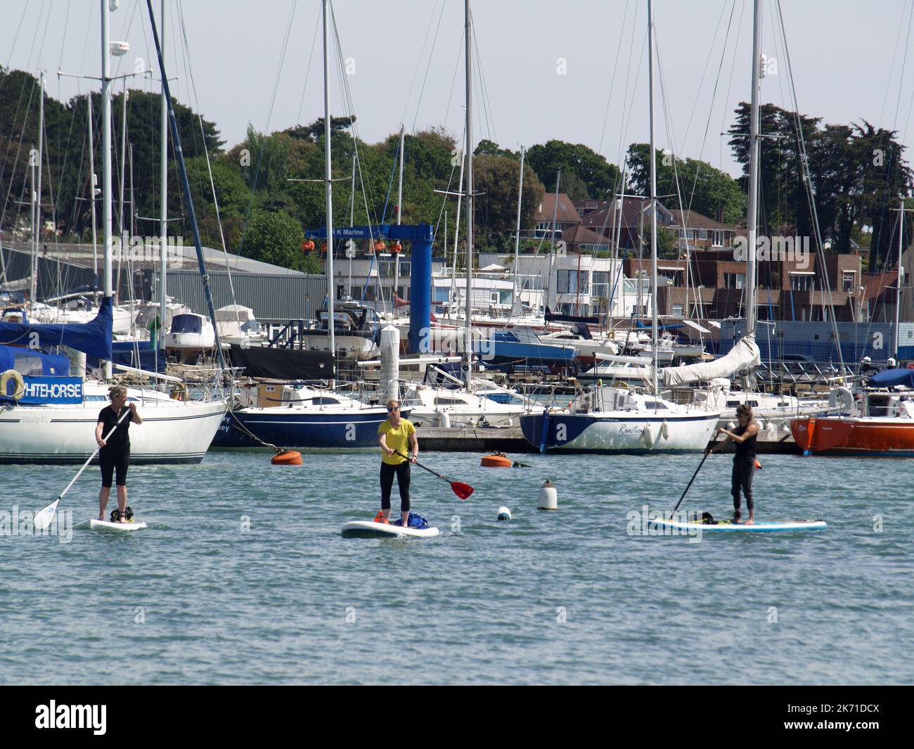Paddleboarding on the Hamble River, Hamble-Le-rice, Hampshire, England ...