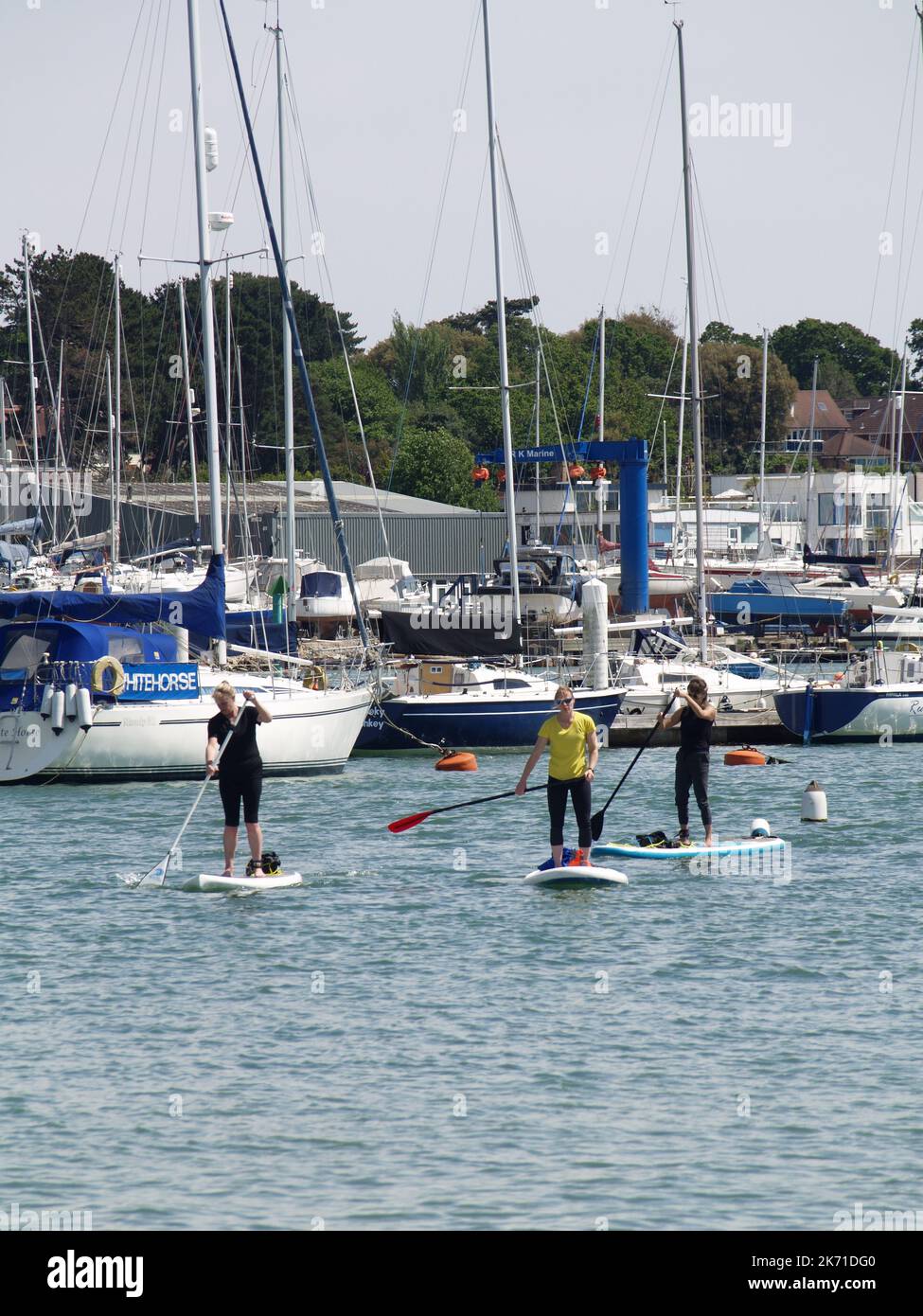 Paddleboarding on the Hamble River, Hamble-Le-rice, Hampshire, England ...
