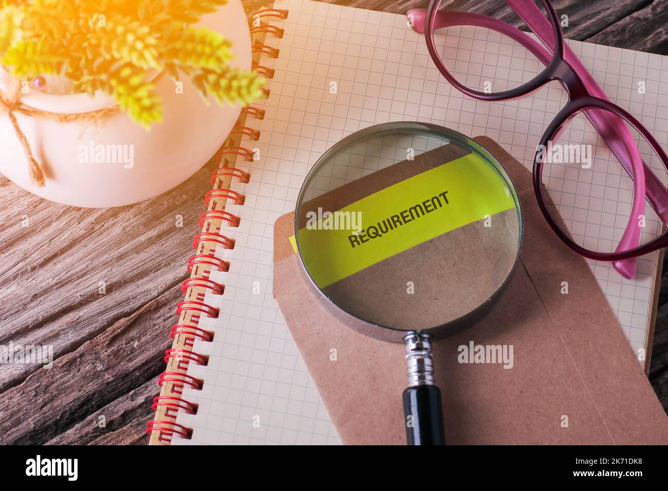 Business Concept : REQUIREMENT written on envelope with wooden ...