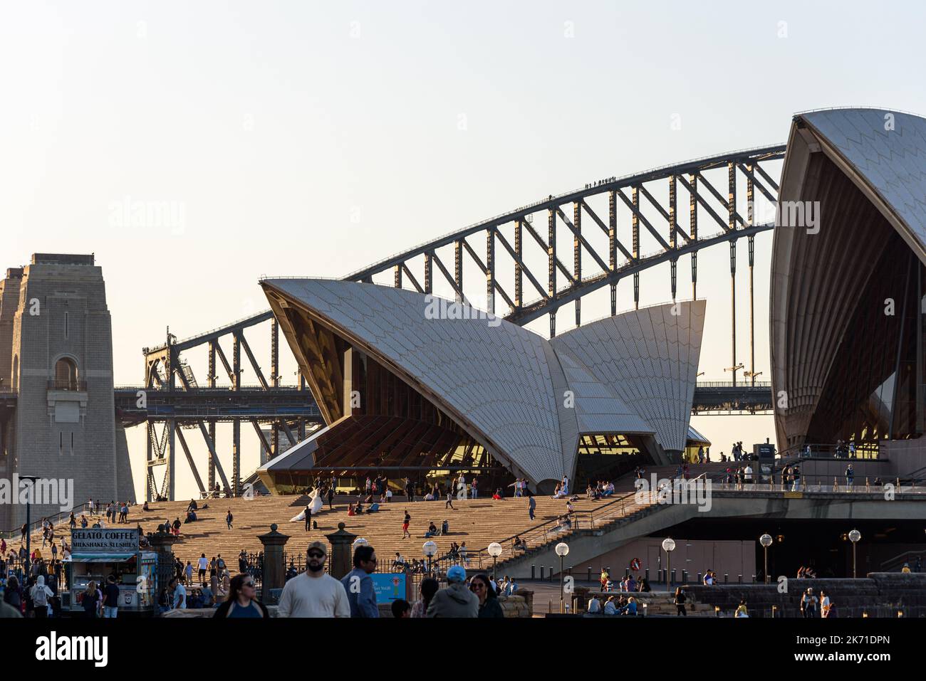 People walking around in front of the Sydney Opera House on a nice ...