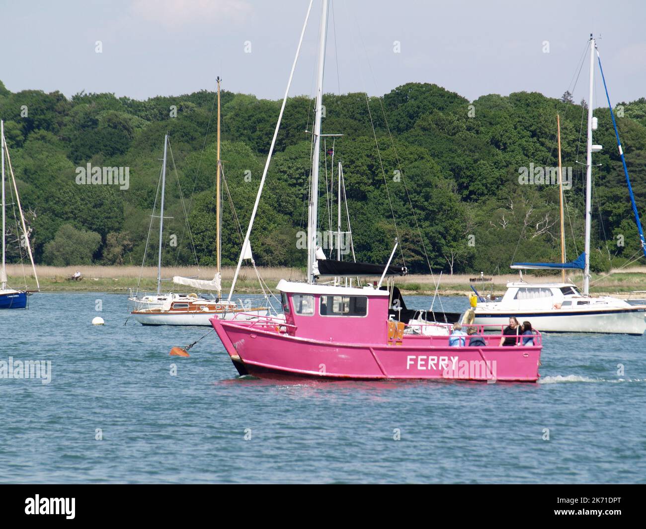 Pink painted Hamble Warsash Ferry Emily on the Hamble River ...