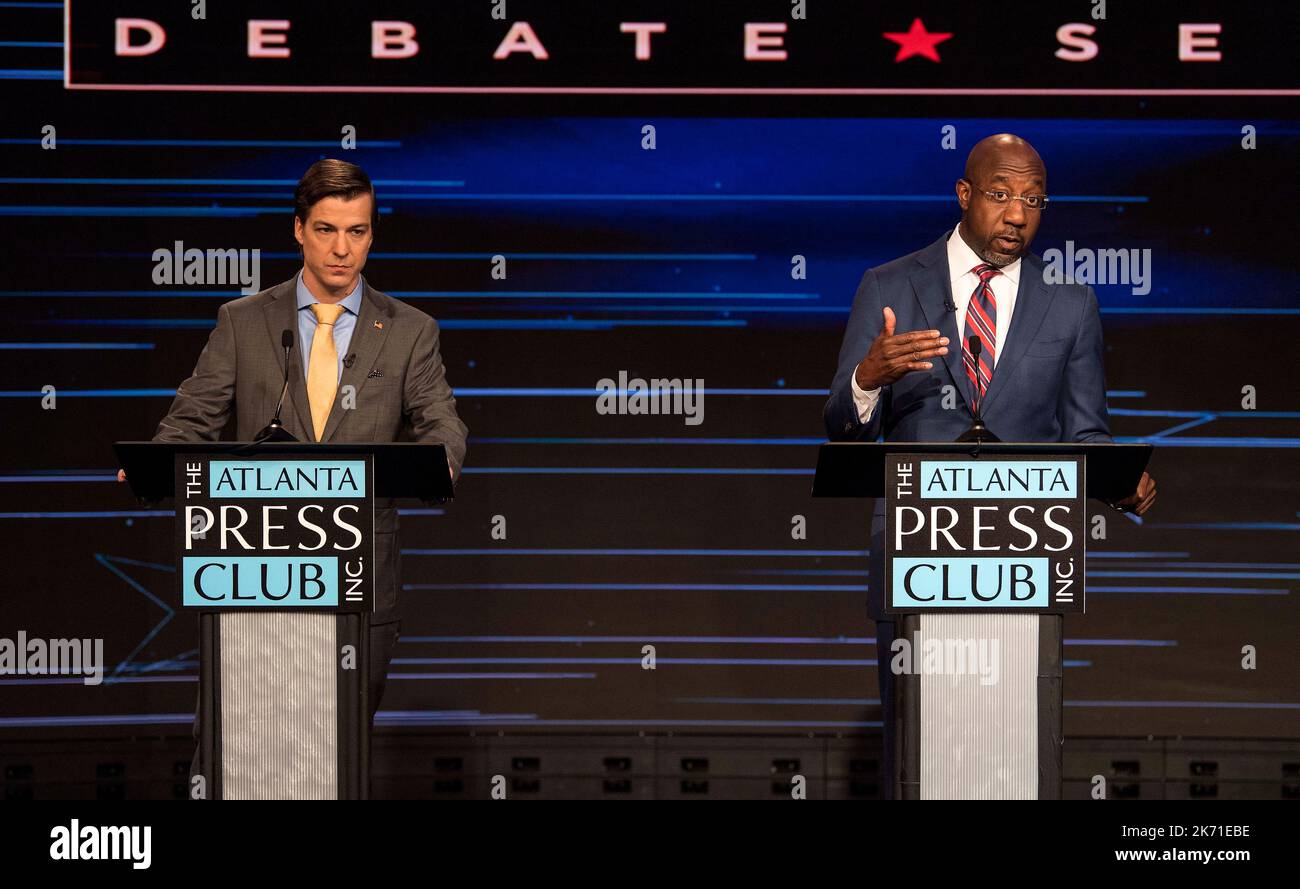Raphael warnock herschel walker debate hi-res stock photography and ...