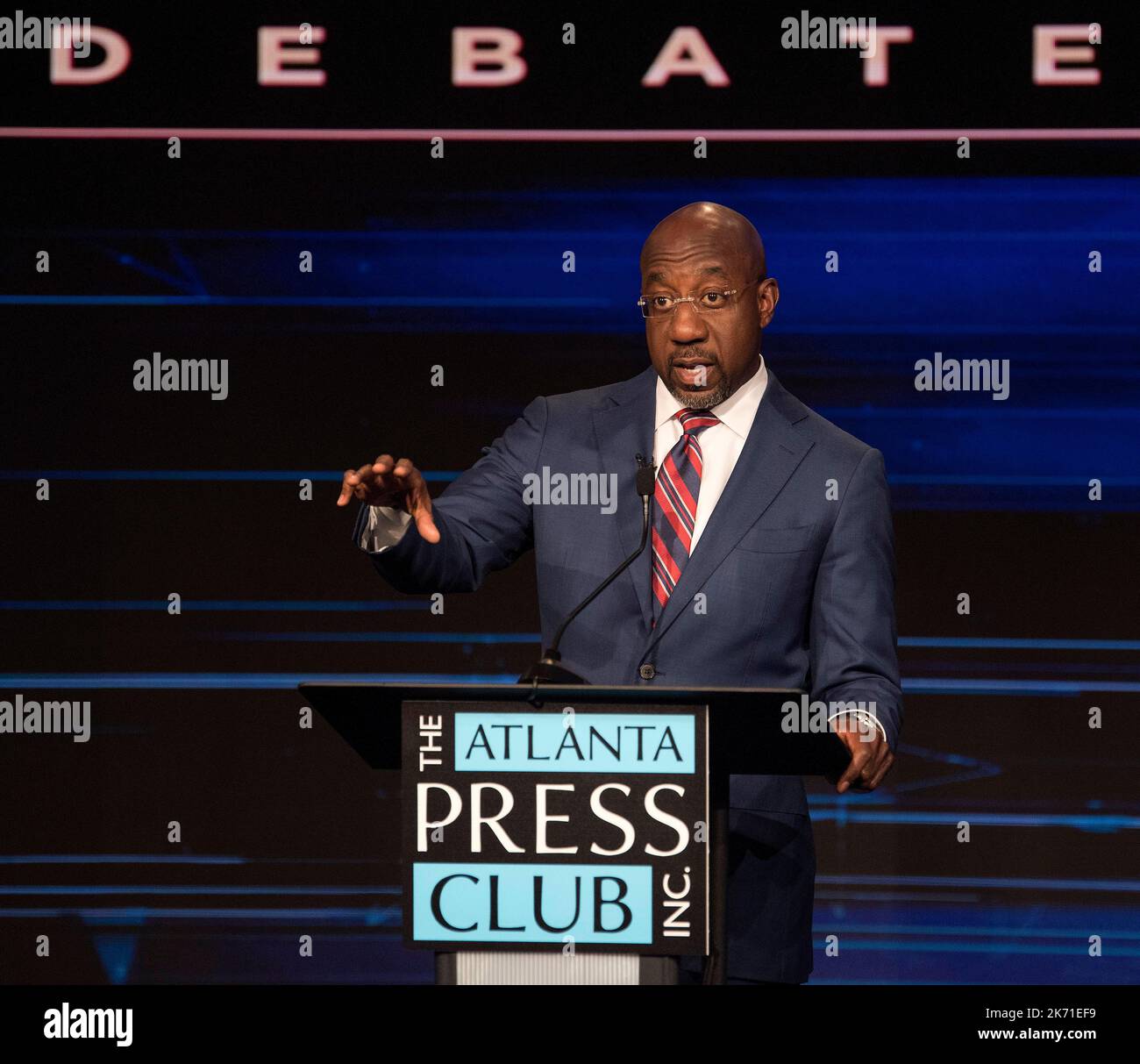 Raphael warnock herschel walker debate hi-res stock photography and ...