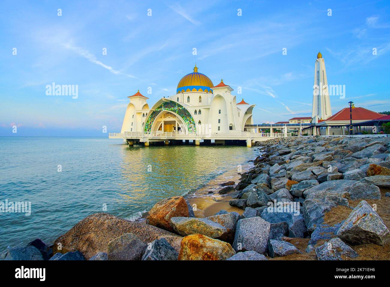 Malacca Straits Mosque ( Masjid Selat Melaka), It is a mosque located ...