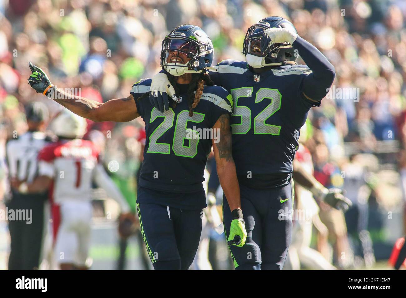 Seattle, WA, USA. 16th Oct, 2022. Seattle Seahawks safety Ryan Neal (26 ...