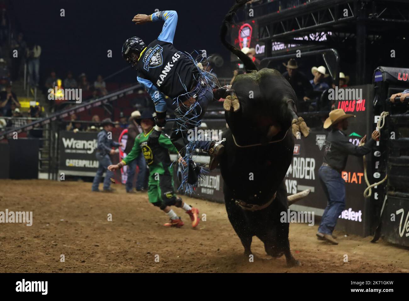 GLENDALE, AZ - OCTOBER 15: Bull rider Sandro Batista of the Carolina ...