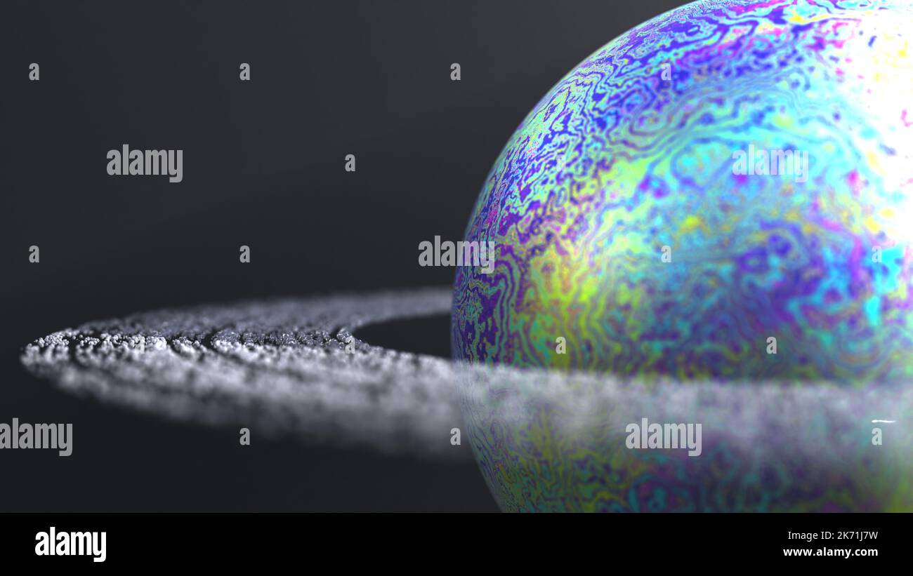 3D hyper-realistic rendering of abstract object with liquid marbling ...