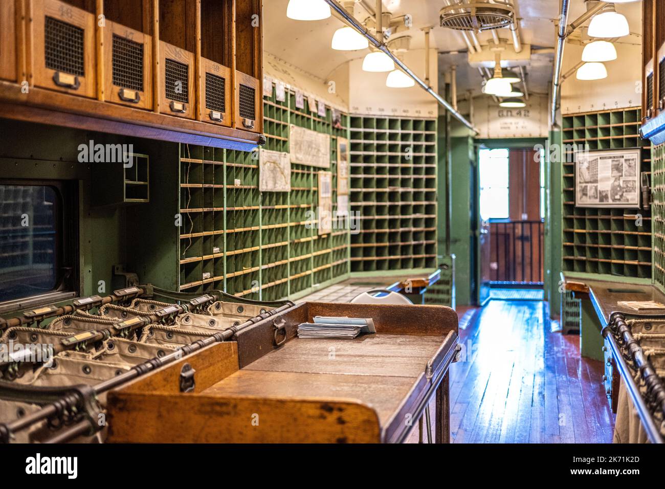 inside a mail train car used to transport the mail across the United ...