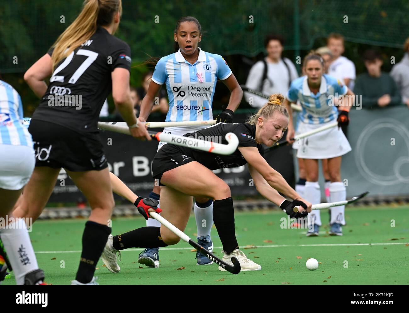 Racing's Charlotte Englebert, scoring and during a hockey match between ...