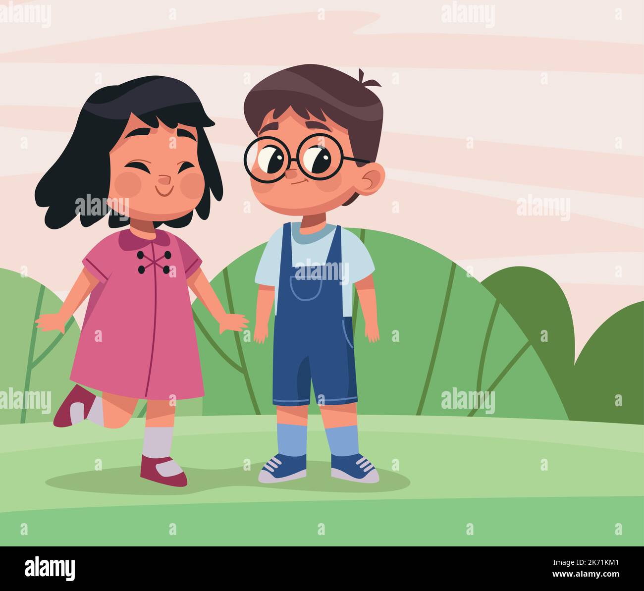 little kids in the landscape Stock Vector Image & Art - Alamy