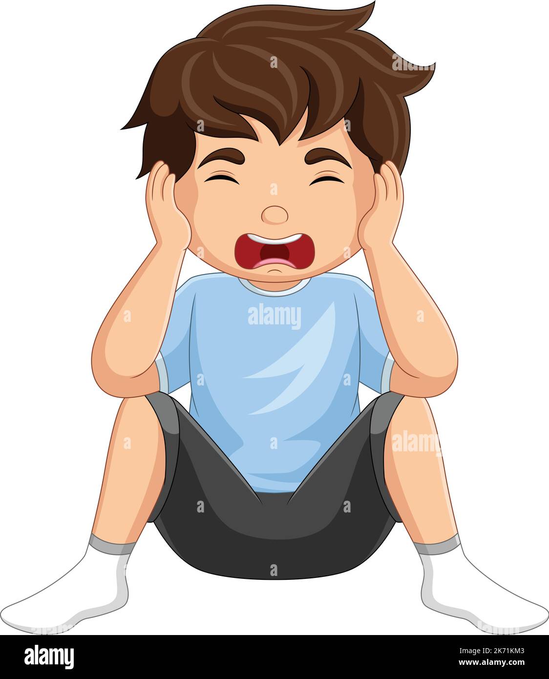 Cartoon little boy sitting and sad expression Stock Vector Image & Art ...