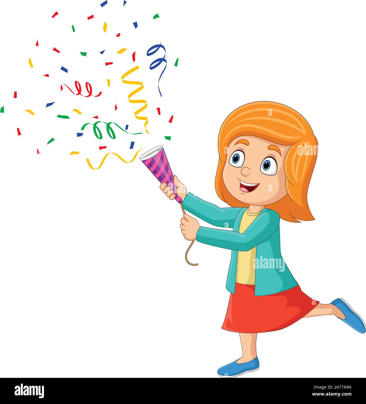 Cartoon little girl playing confetti popper Stock Vector Image & Art ...