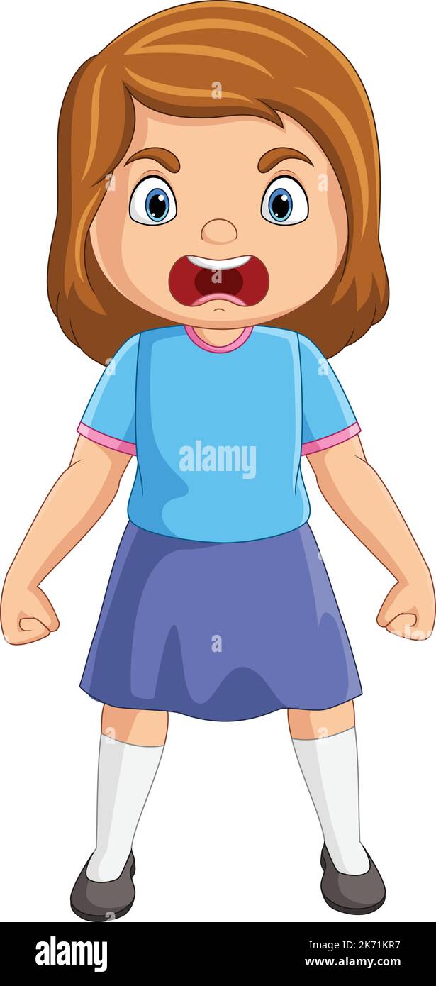 Cartoon angry girl screaming expression Stock Vector Image & Art - Alamy