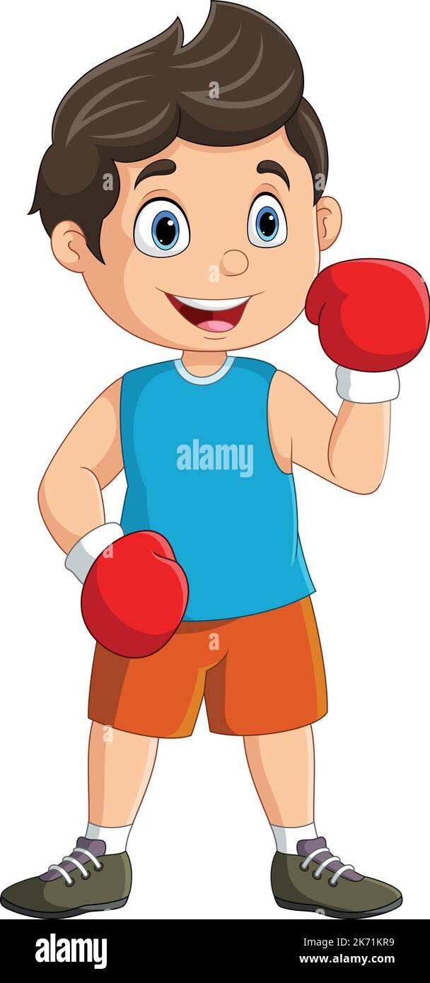 Cartoon boy boxing on white background Stock Vector Image & Art - Alamy