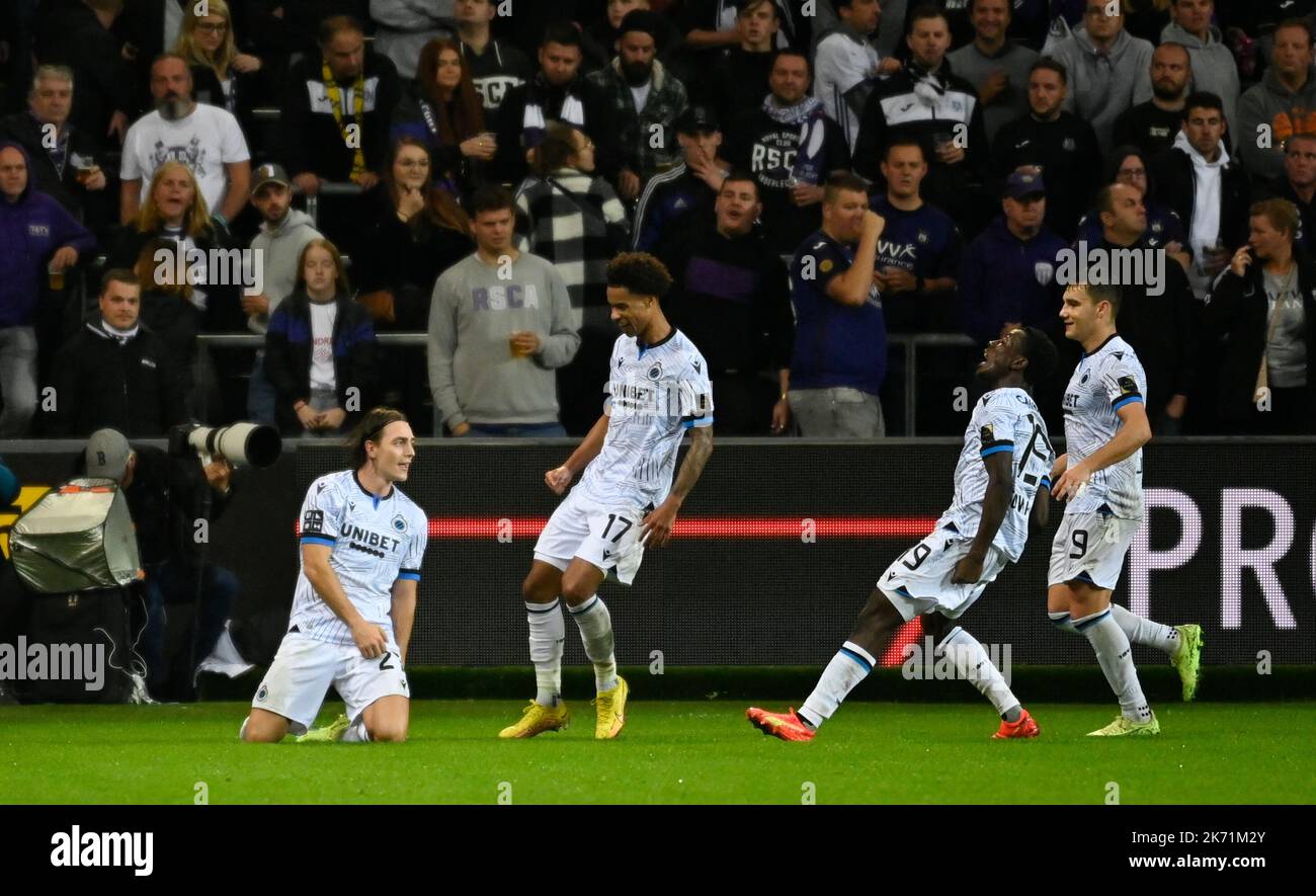 Club's Casper Nielsen celebrates after scoring during a soccer match ...