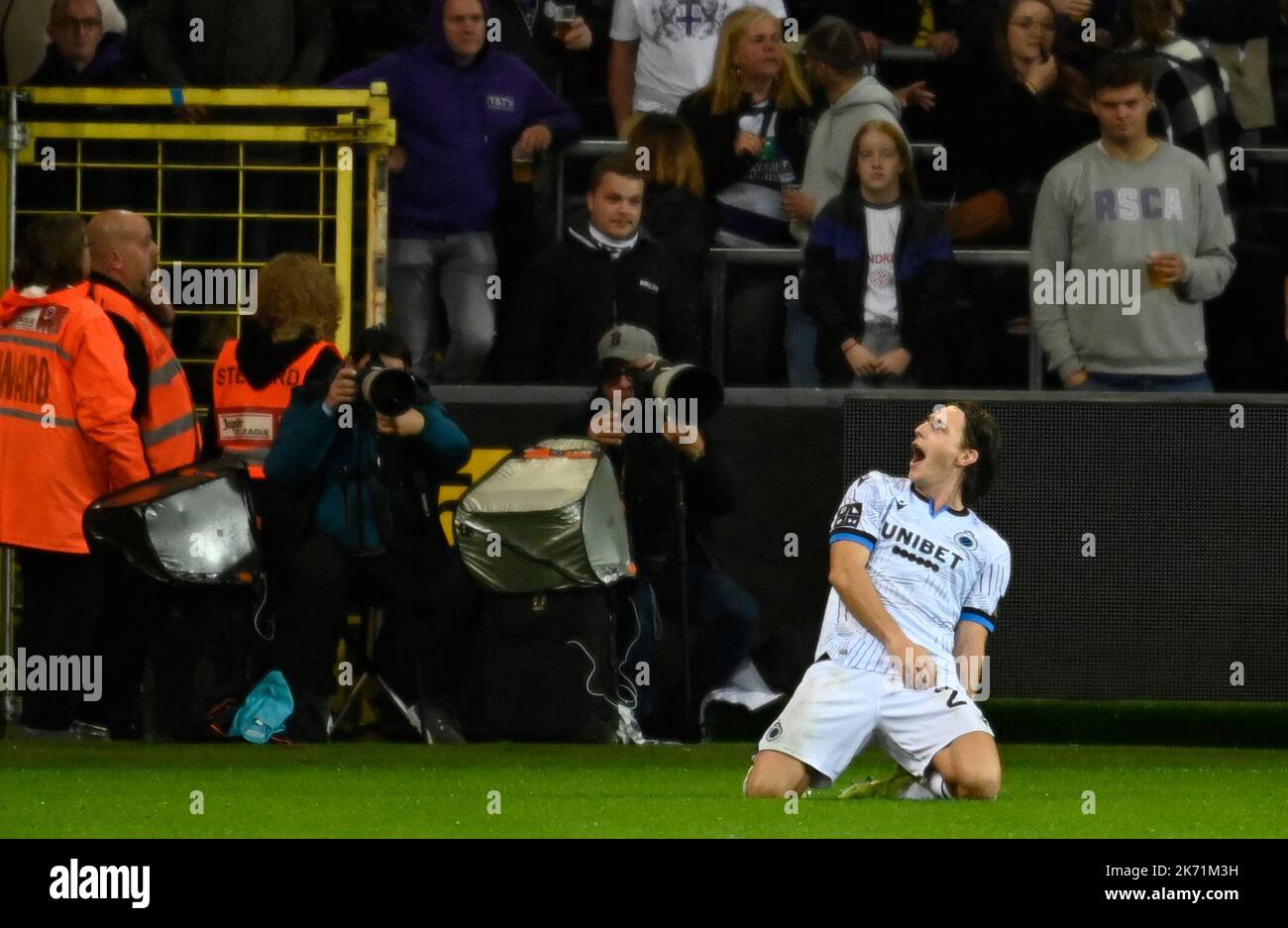 Club's Casper Nielsen celebrates after scoring during a soccer match ...