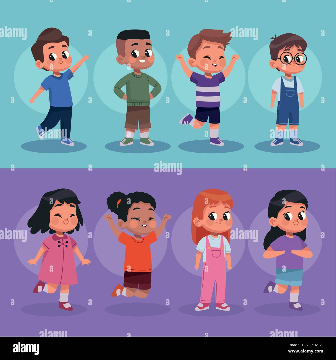 eight happy little kids Stock Vector Image & Art - Alamy