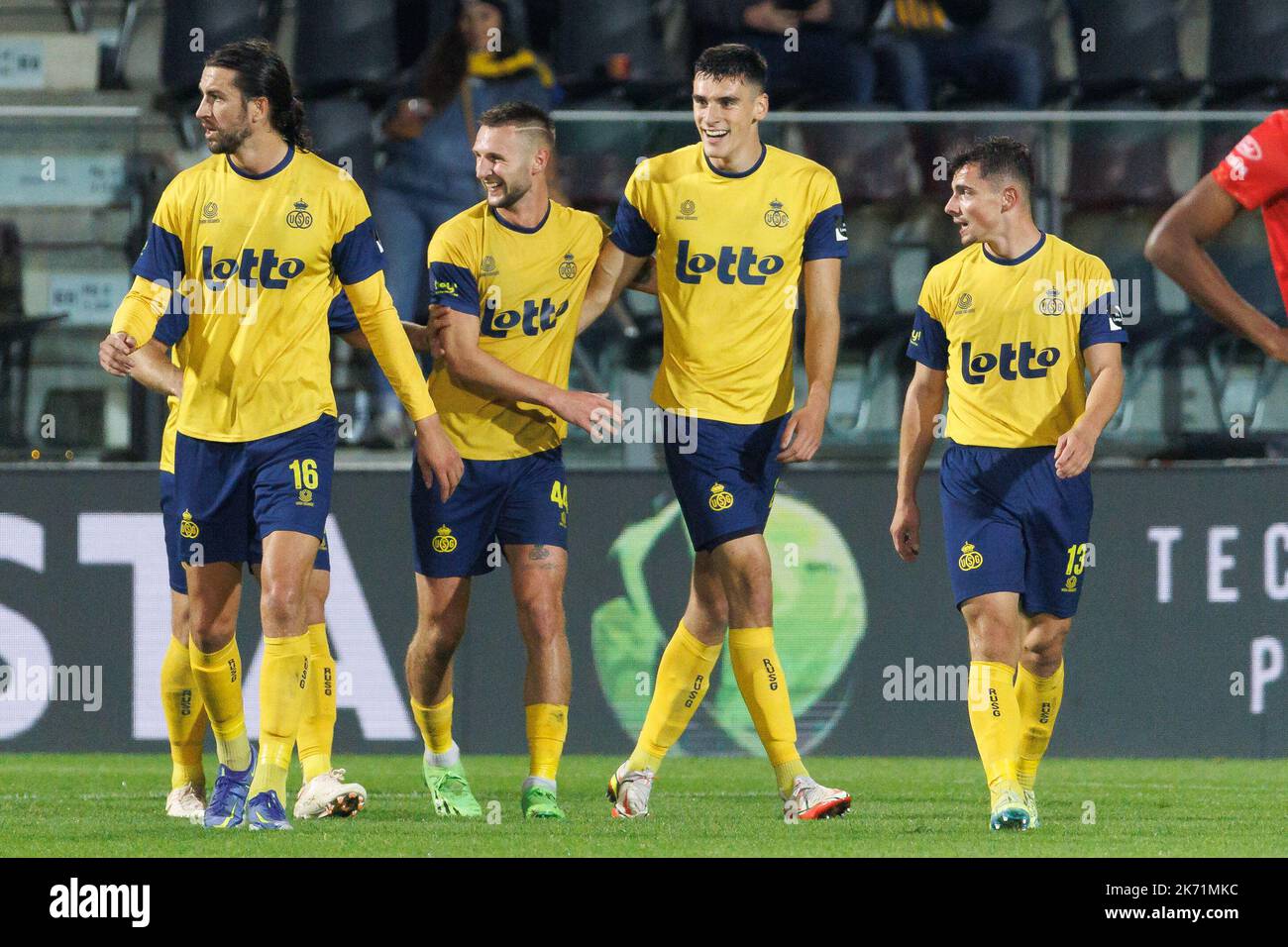 Union's Ross Sykes celebrates after scoring during a soccer match ...
