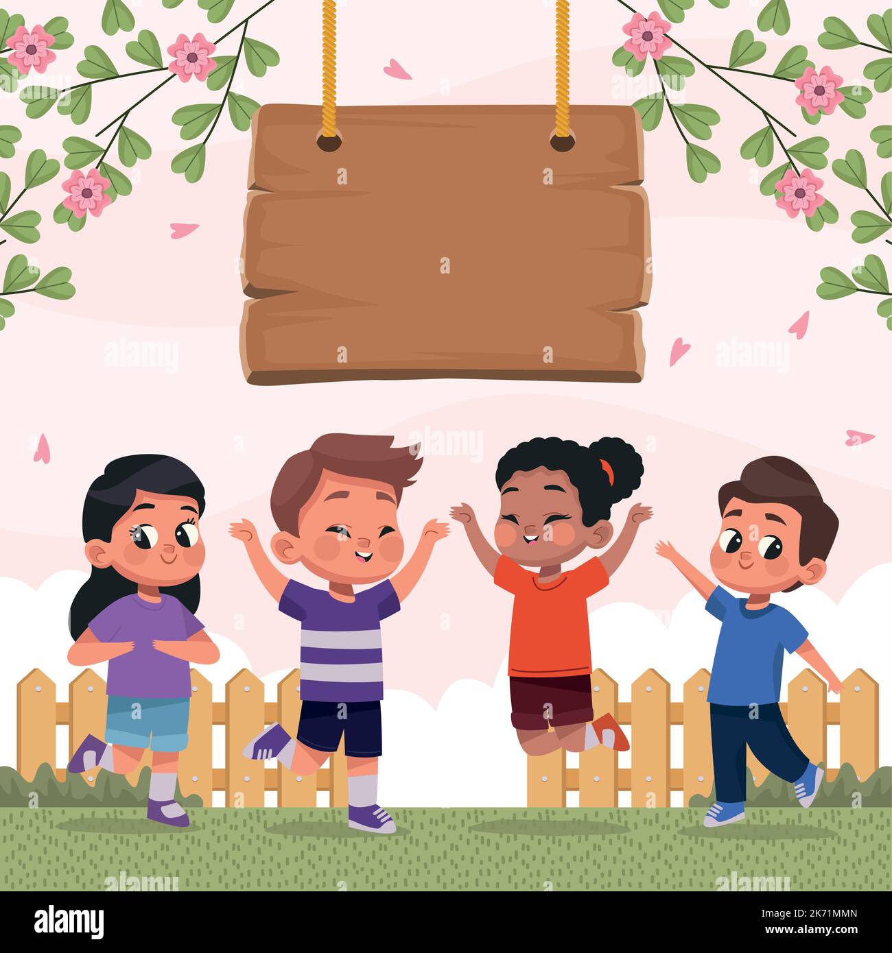 little kids in landscape Stock Vector Image & Art - Alamy