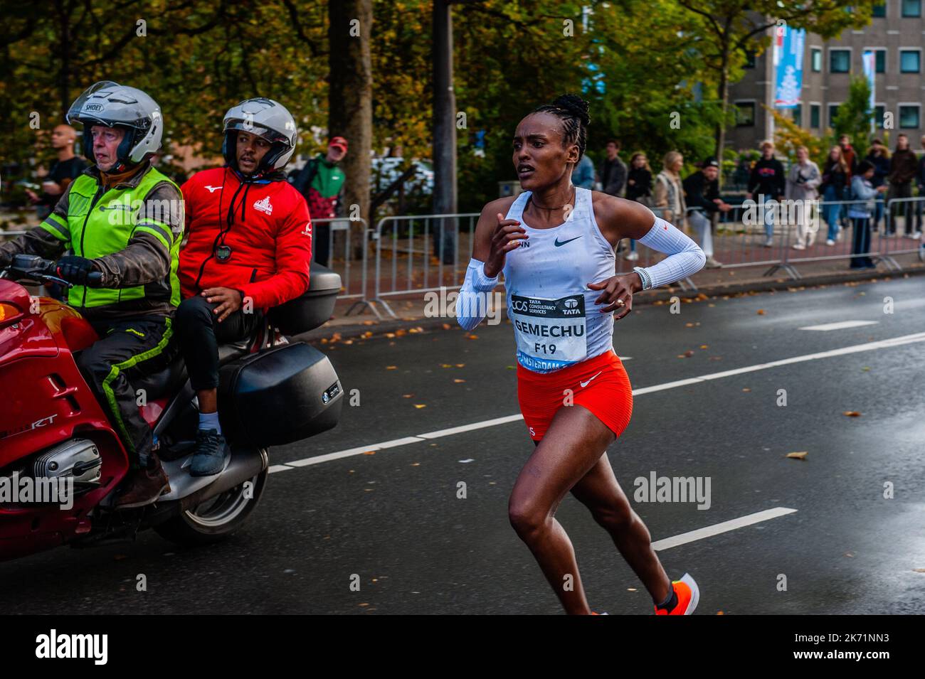 An Ethiopian athlete is seen running the last kilometers before ...