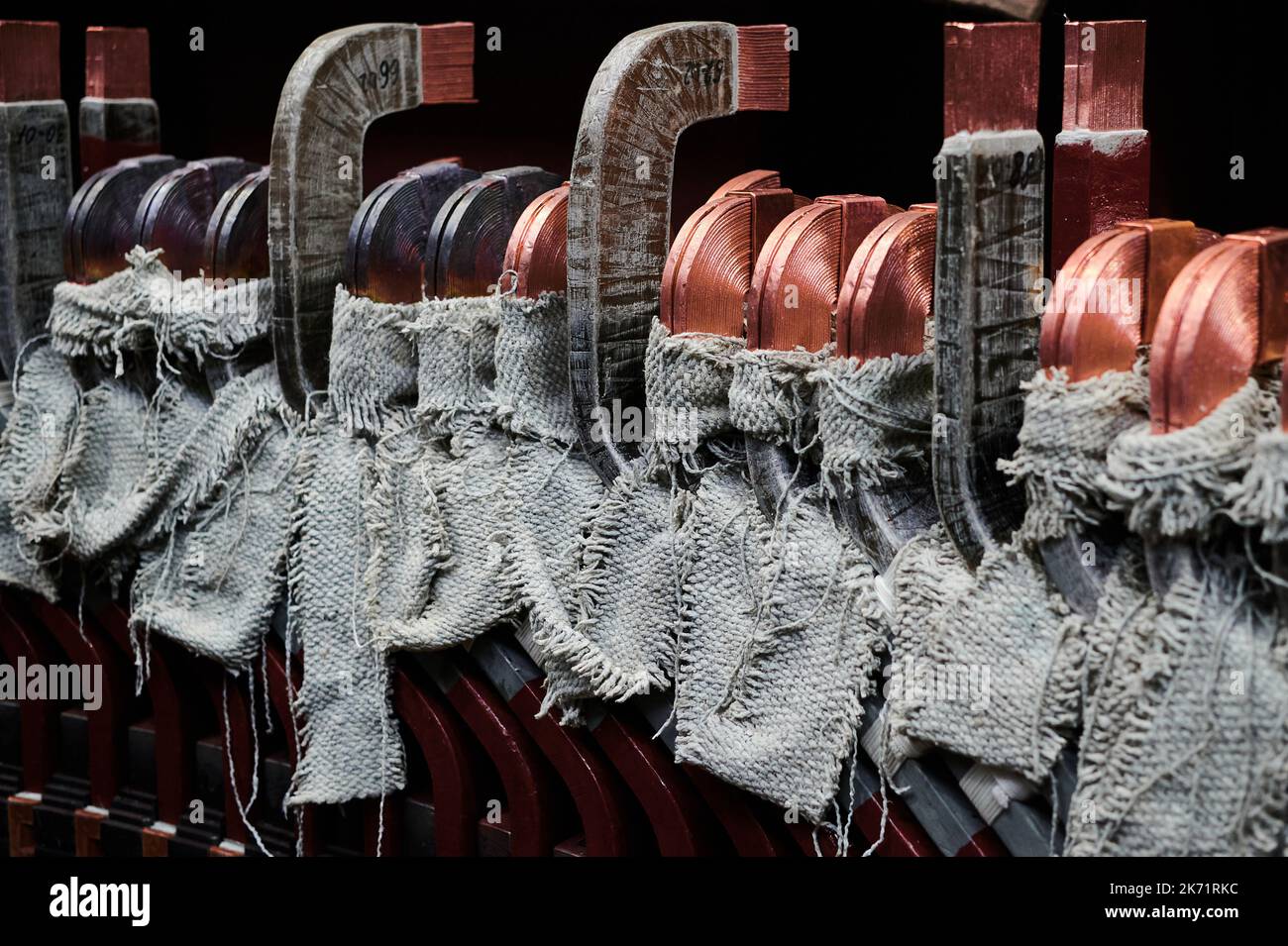 Copper bus elements of stator winding of electric motor Stock Photo - Alamy