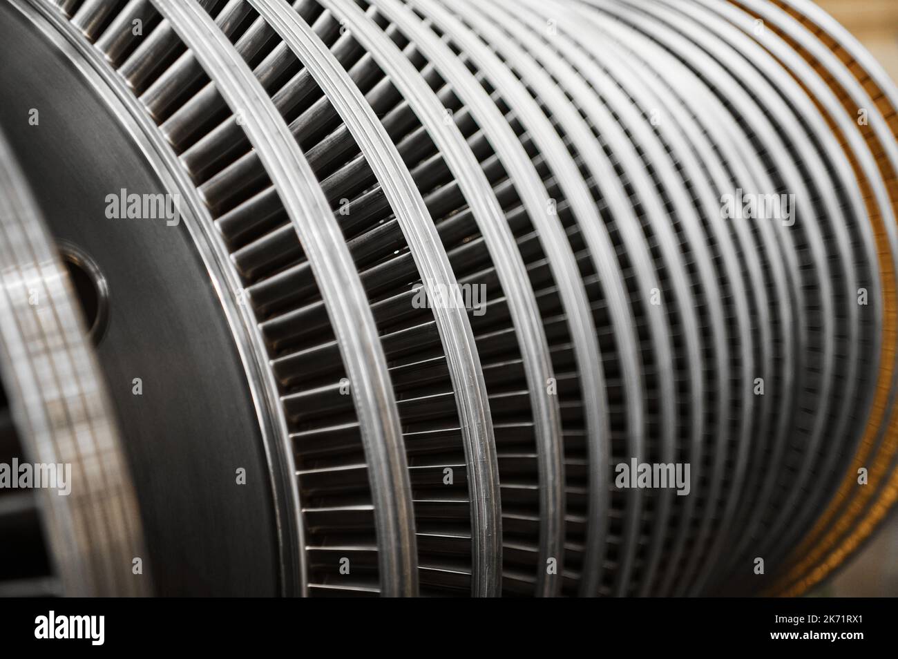 High-speed steam turbine blades close up shot Stock Photo - Alamy