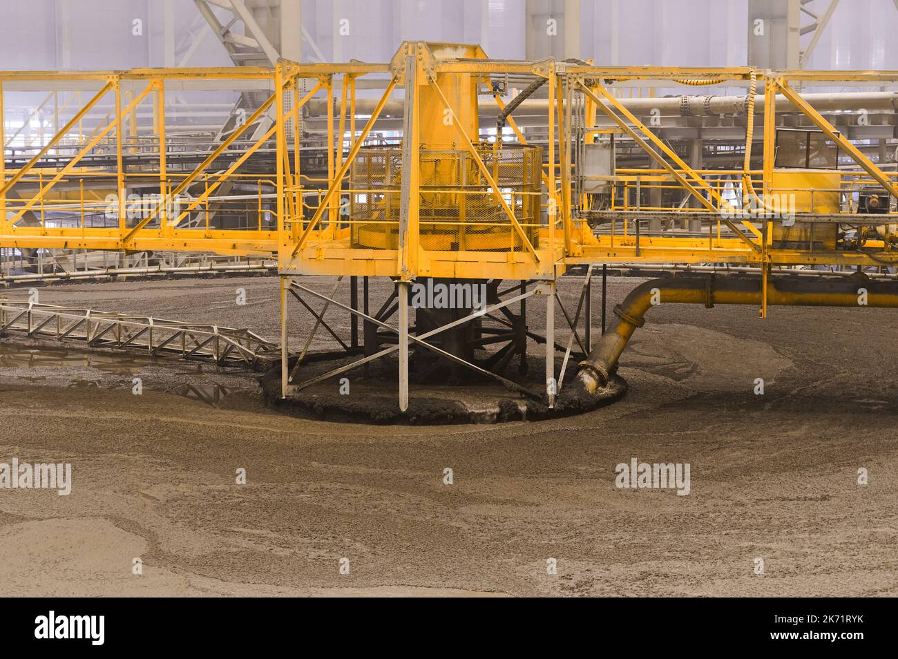 Large round floatation machine tank full of liquid at plant Stock Photo ...