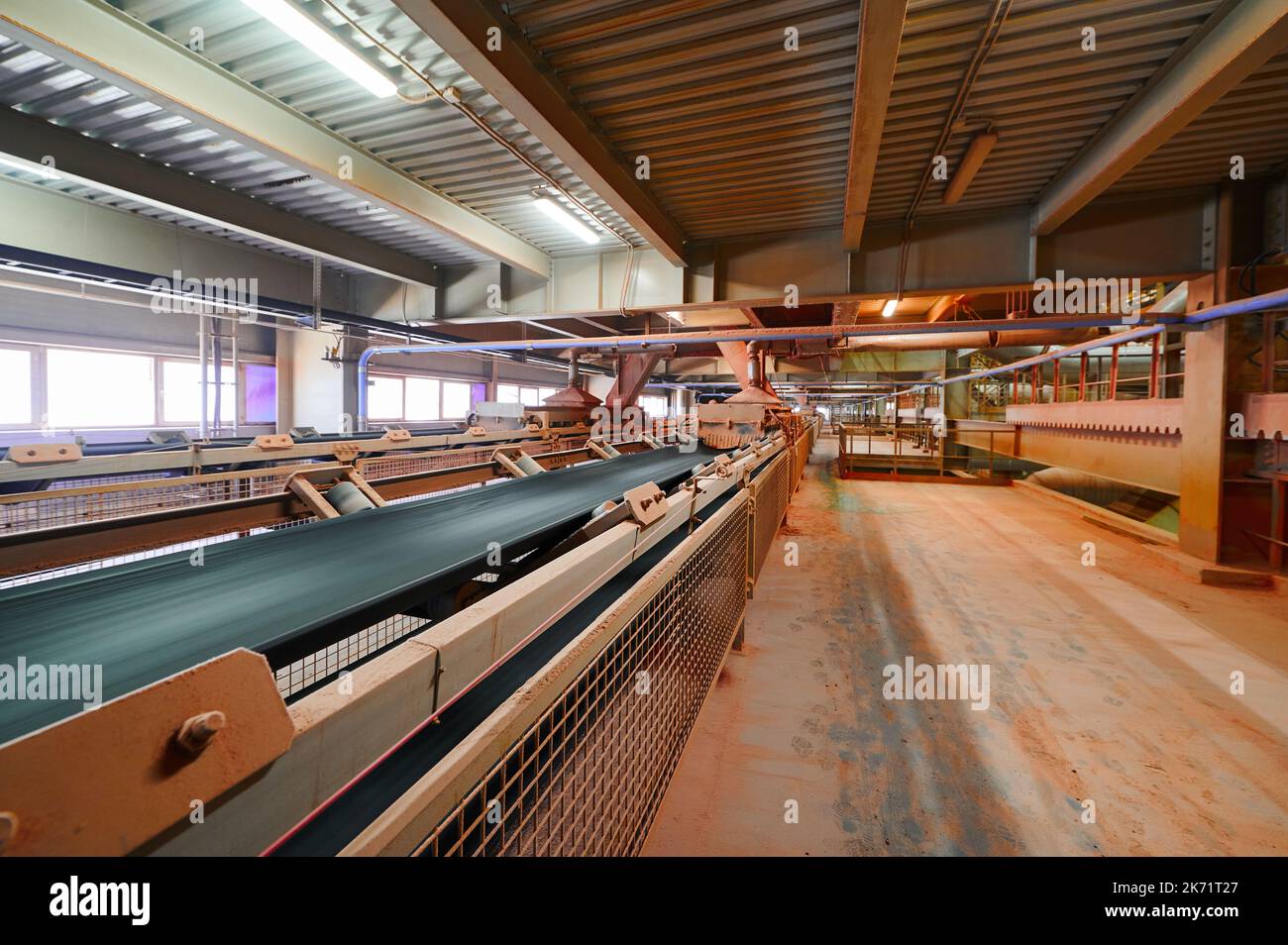 Conveyor belt to carry powder fertilizer of potassium salt Stock Photo ...