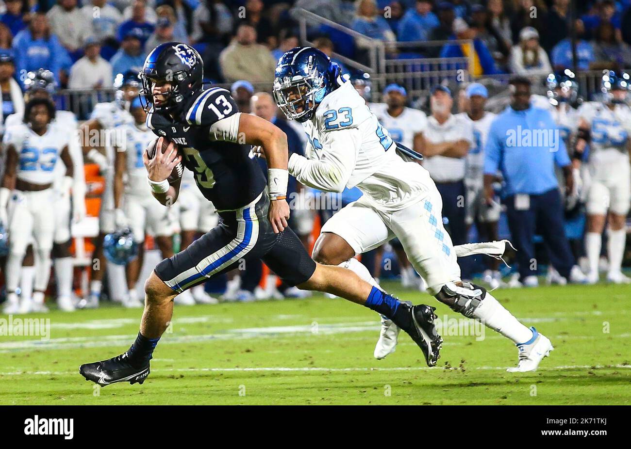 October 15, 2022: Duke University sophomore Riley Leonard (13) runs ...