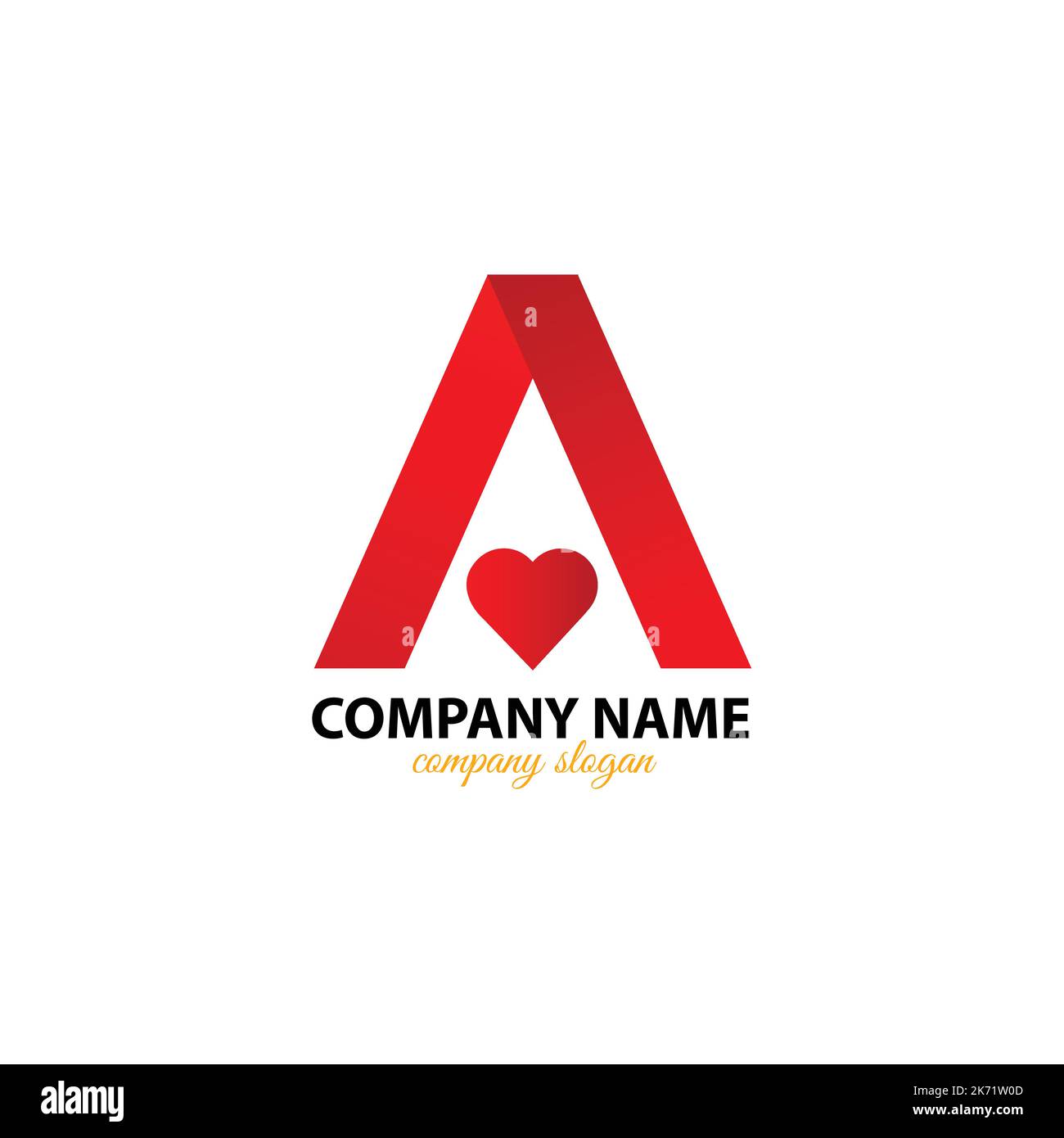 Heart shape letter a logo icon template on white isolated background ...
