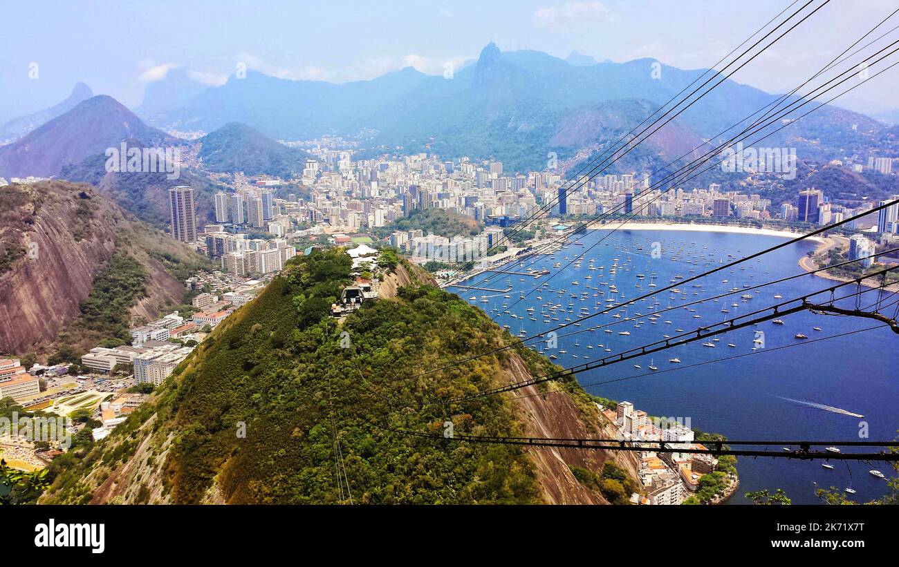 Areal view of a famous Copa Cabana beach in Brazil, Rio de Janeiro ...