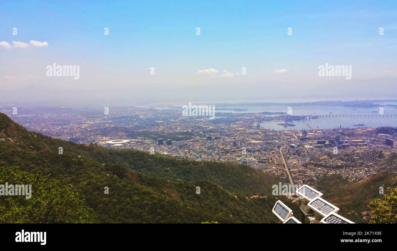 Areal view of a famous Copa Cabana beach in Brazil, Rio de Janeiro ...