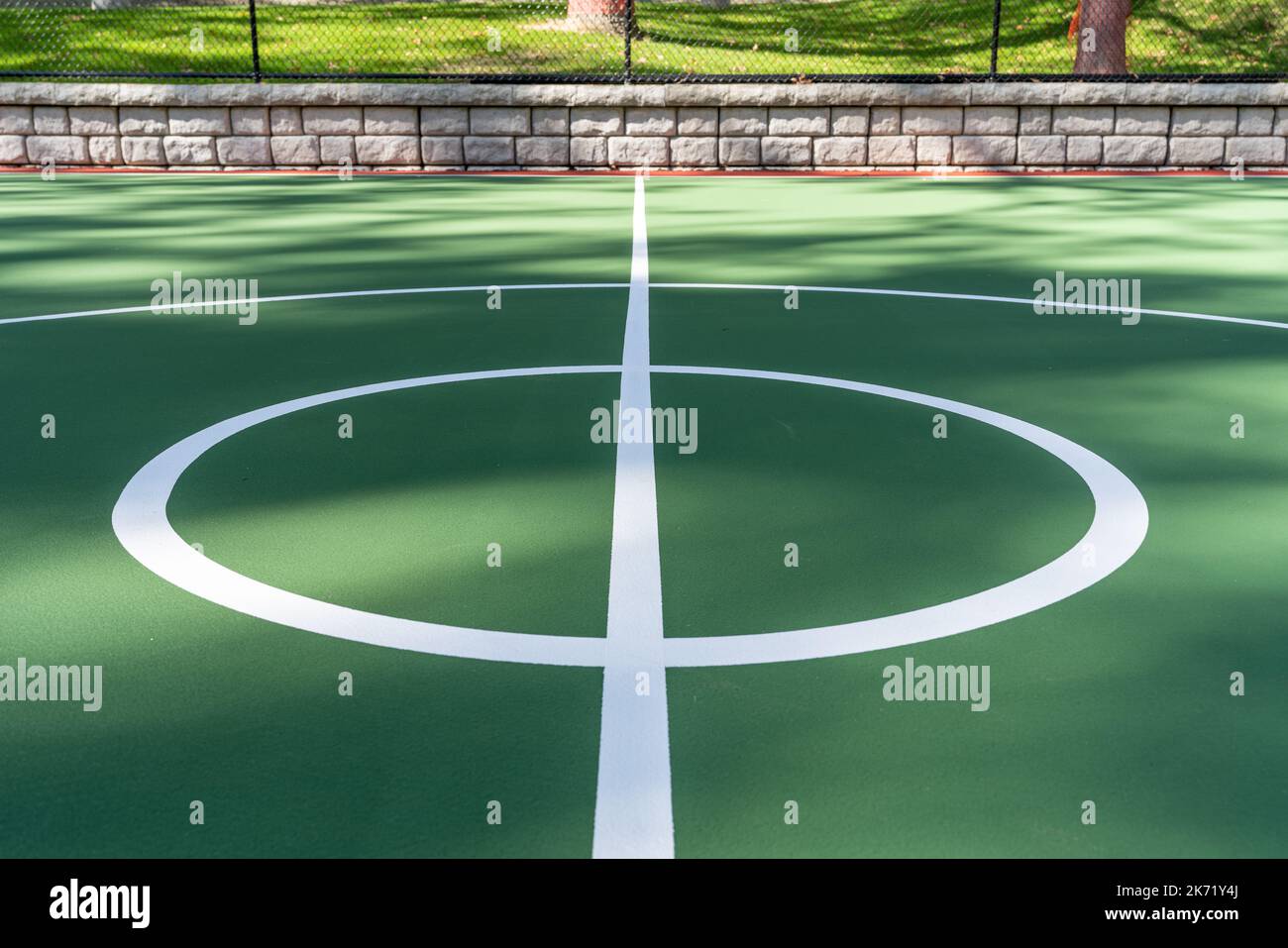 Interesting green outdoor basketball court at school playground Stock ...