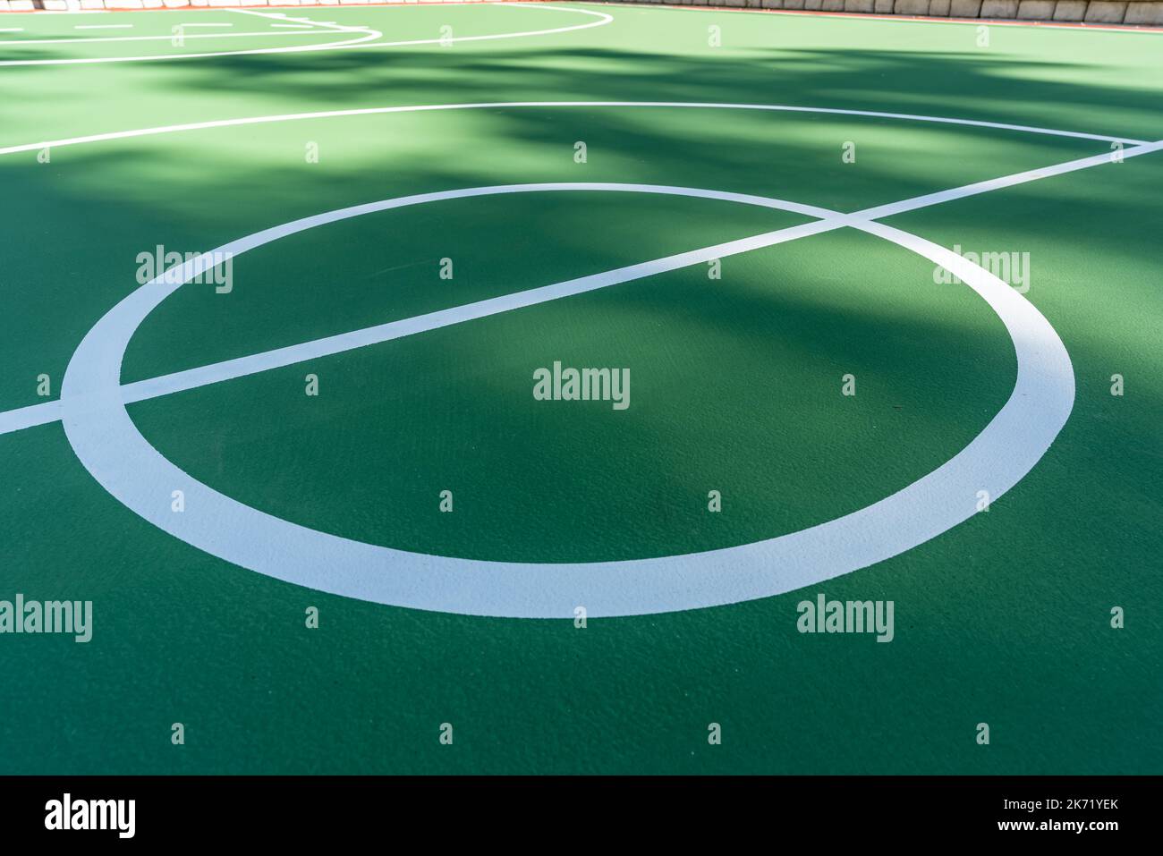 Interesting green outdoor basketball court at school playground Stock ...