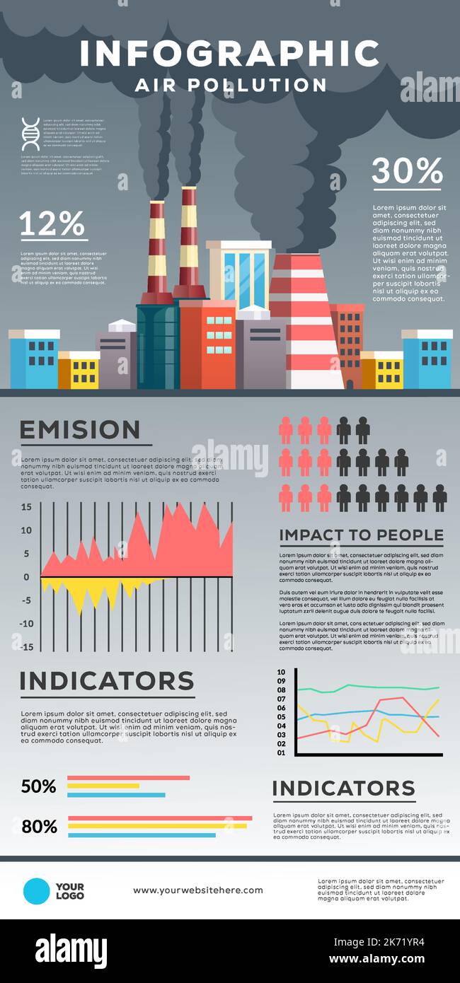 infographic air pollution with city highly air pollution illustration ...