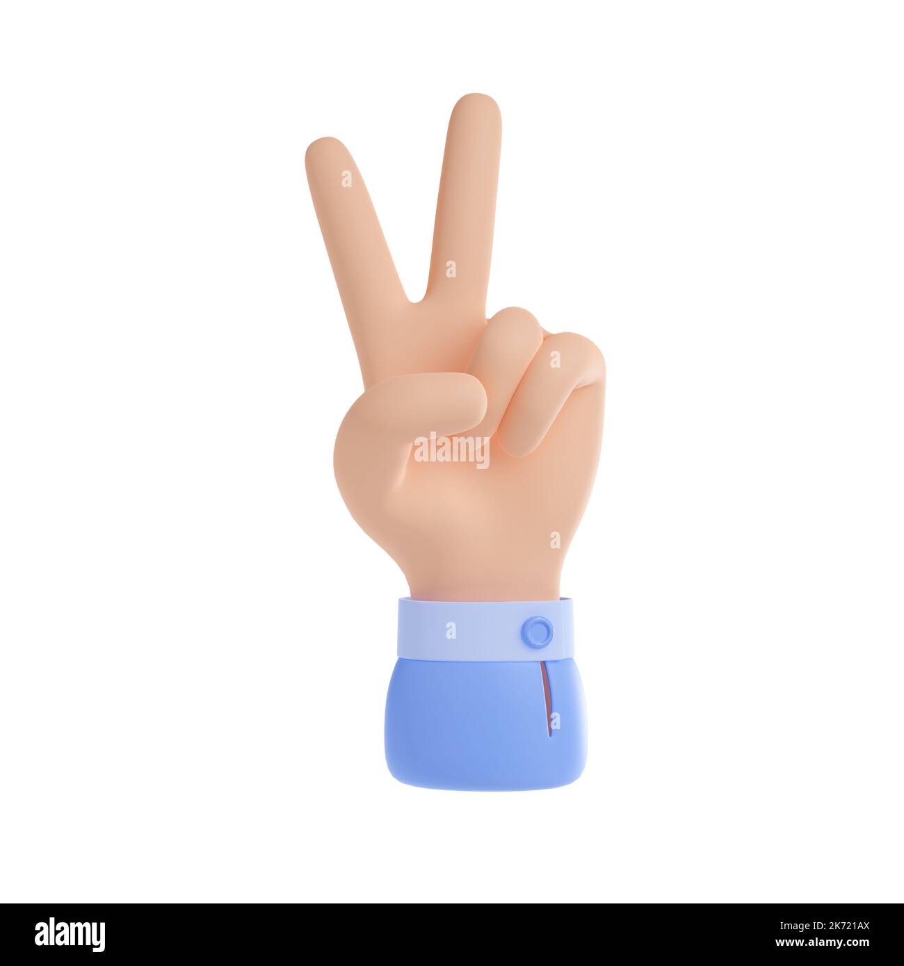 3D render of victory hand gesture isolated on white background ...